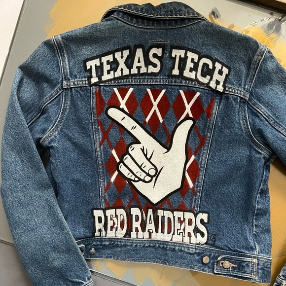 Calvin Klein | Jackets & Coats | Texas Tech Hand Painted Jean Jacket ...